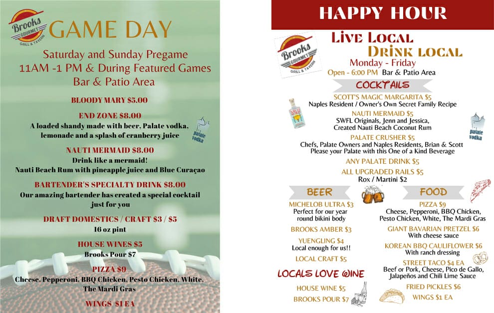 Grill & Tavern Menu - Brooks Burgers Family of Restaurants in Naples ...